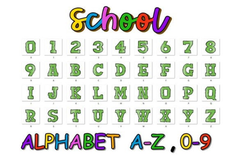 Doodle Alphabet PNG, Back to School Letters & Numbers (digital Download ...
