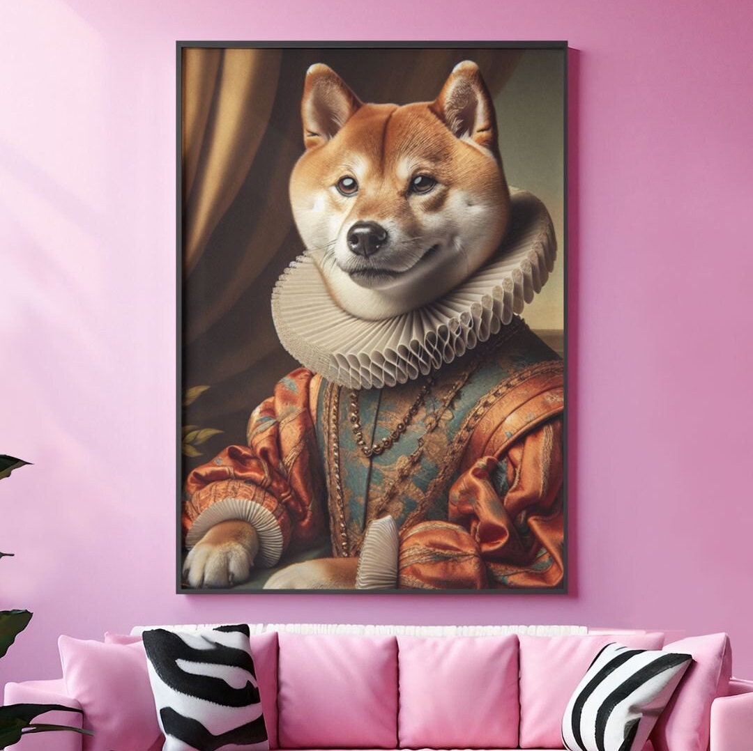 Shiba Inu Digital Art, Digital Shibainu Reneissance Wall Art Decor ...