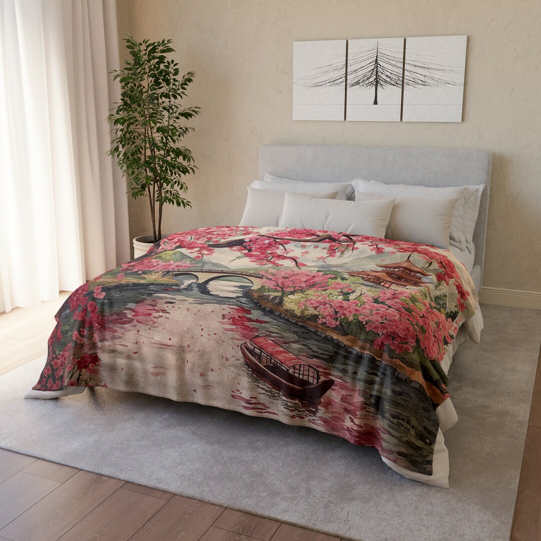 Japanese Cherry Blossom Blanket Sakura Blanket Japanese Blanket Japan ...