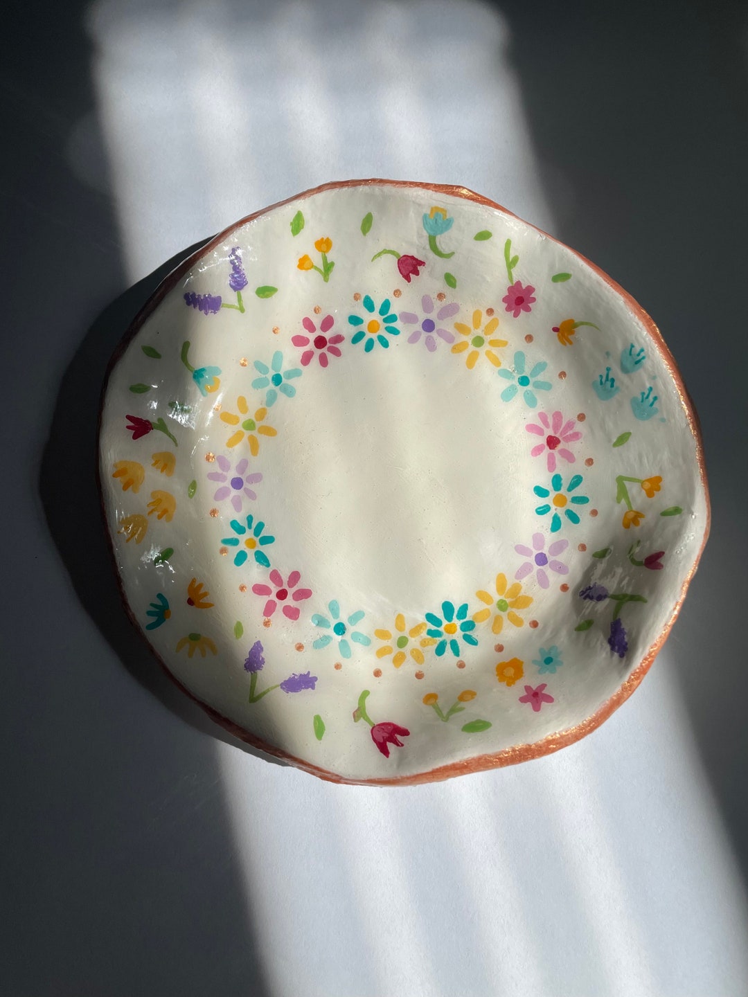 Flores Plate Hand Sculpted & Hand Painted - Etsy