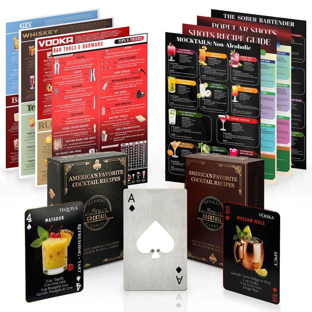Cocktail Playing Cards Bundle! Includes Both Alcoholic & Non-alcohol ...