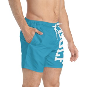 Swim Trunks, Men's Swimsuit, Blue Golf Swim Trunks, Blue Swim Trunks ...