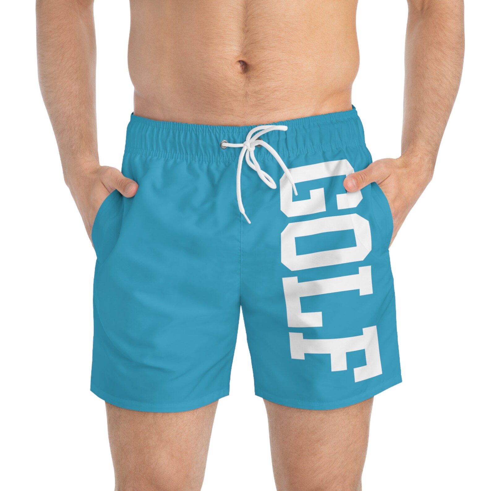 Swim Trunks, Men's Swimsuit, Blue Golf Swim Trunks, Blue Swim Trunks ...
