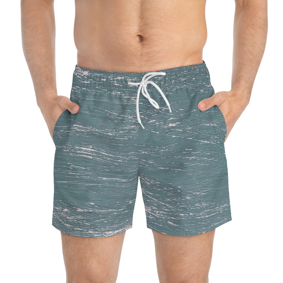 Swim Trunks, Men's Swimsuit, Blue Heather Swim Trunks, Blue Heather ...