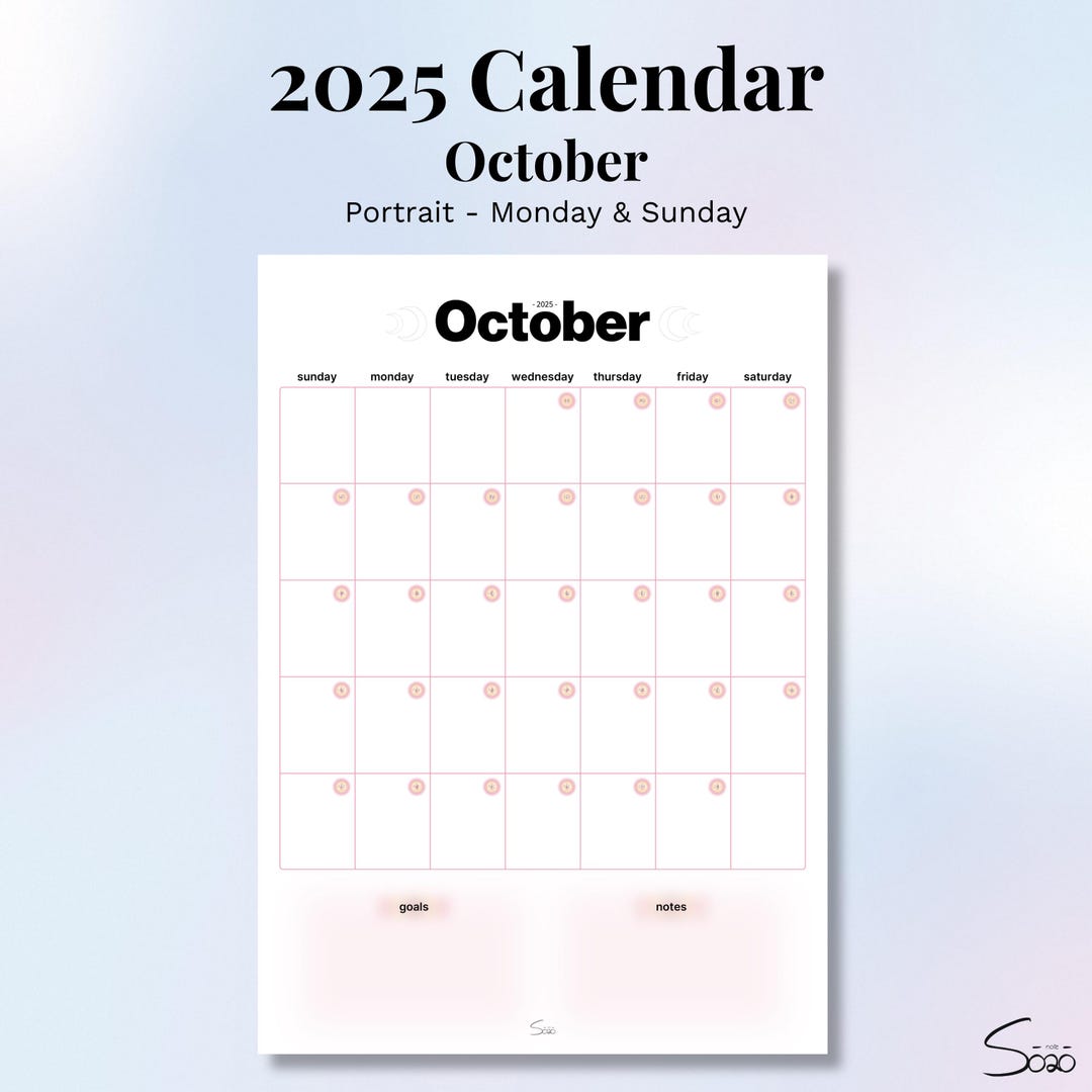 2025 Monthly Calendar | Minimalist Printable Planner | Portrait | Aura ...