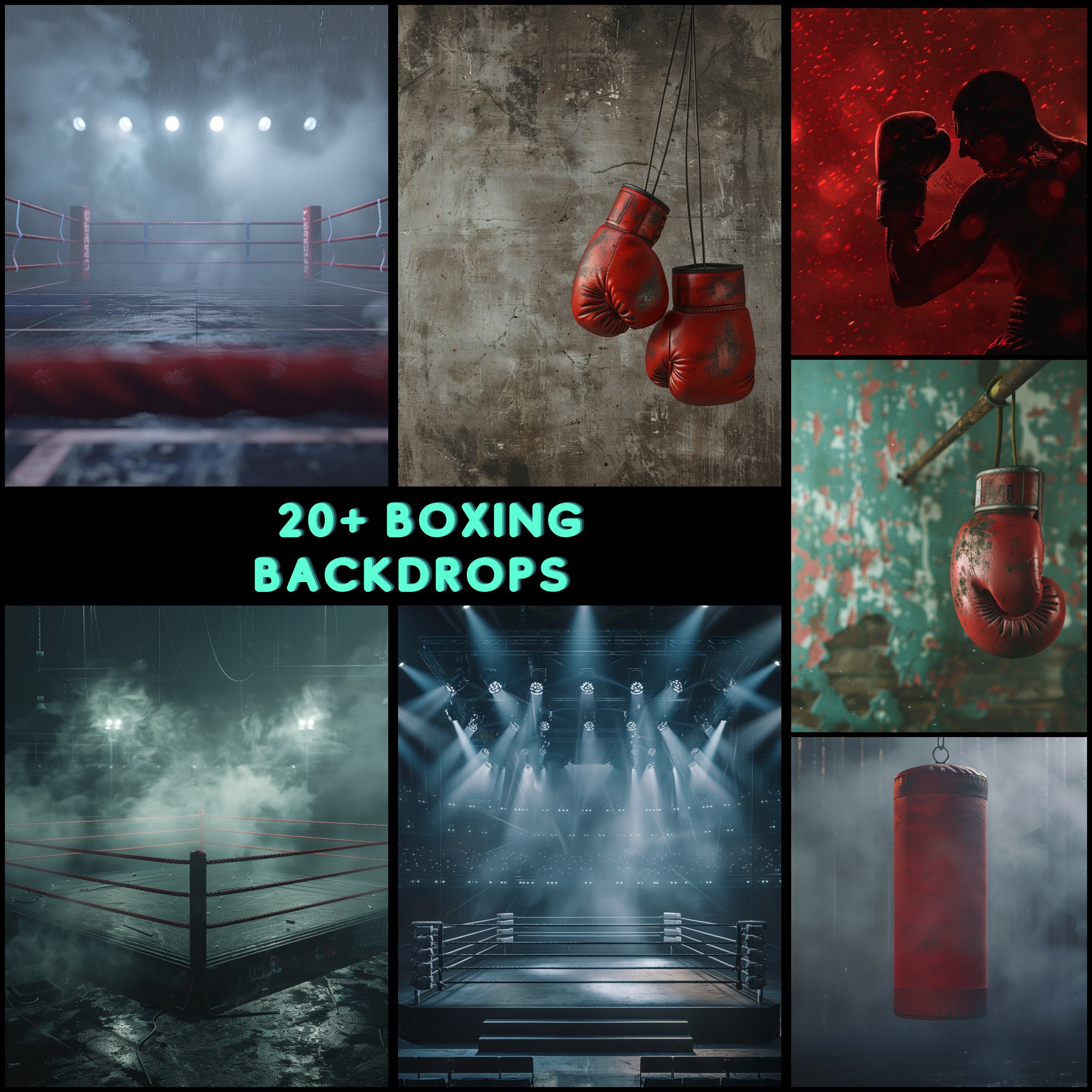 Boxing Photoshop Backdrop | Digital Background for Boxers | Social ...