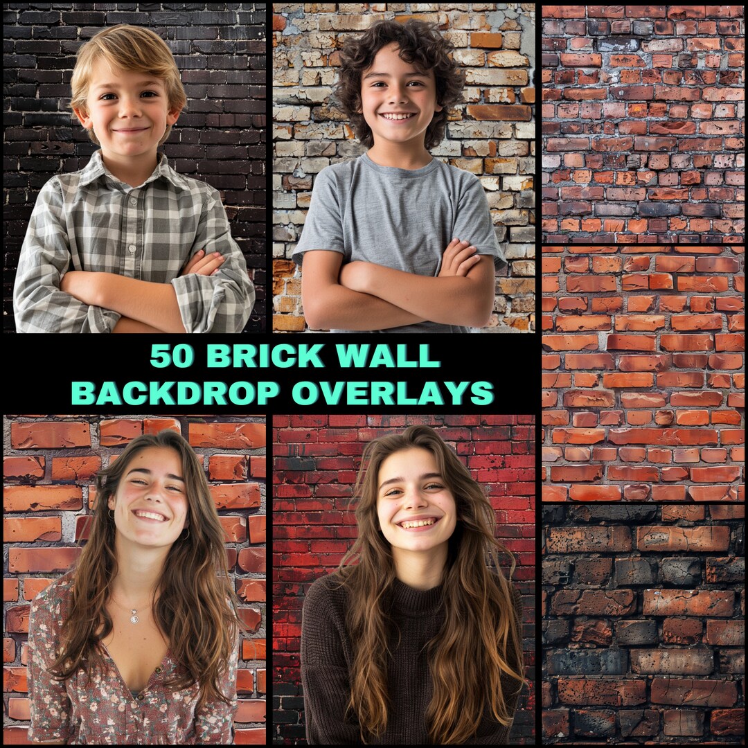 Brick Wall Photoshop Backdrop | Digital Background of Redbrick Walls ...