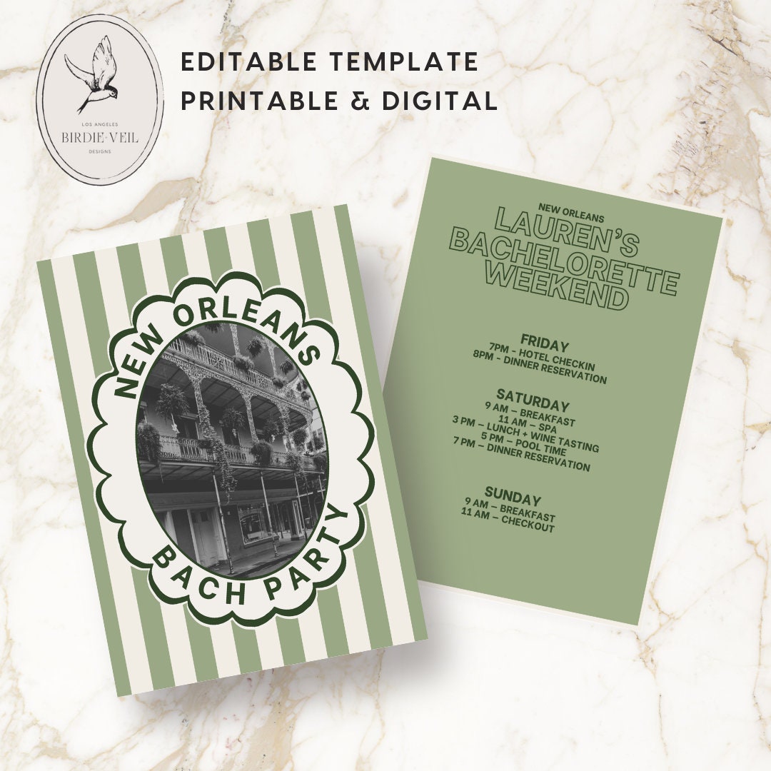 New Orleans Bachelorette Party Editable Itinerary - Etsy