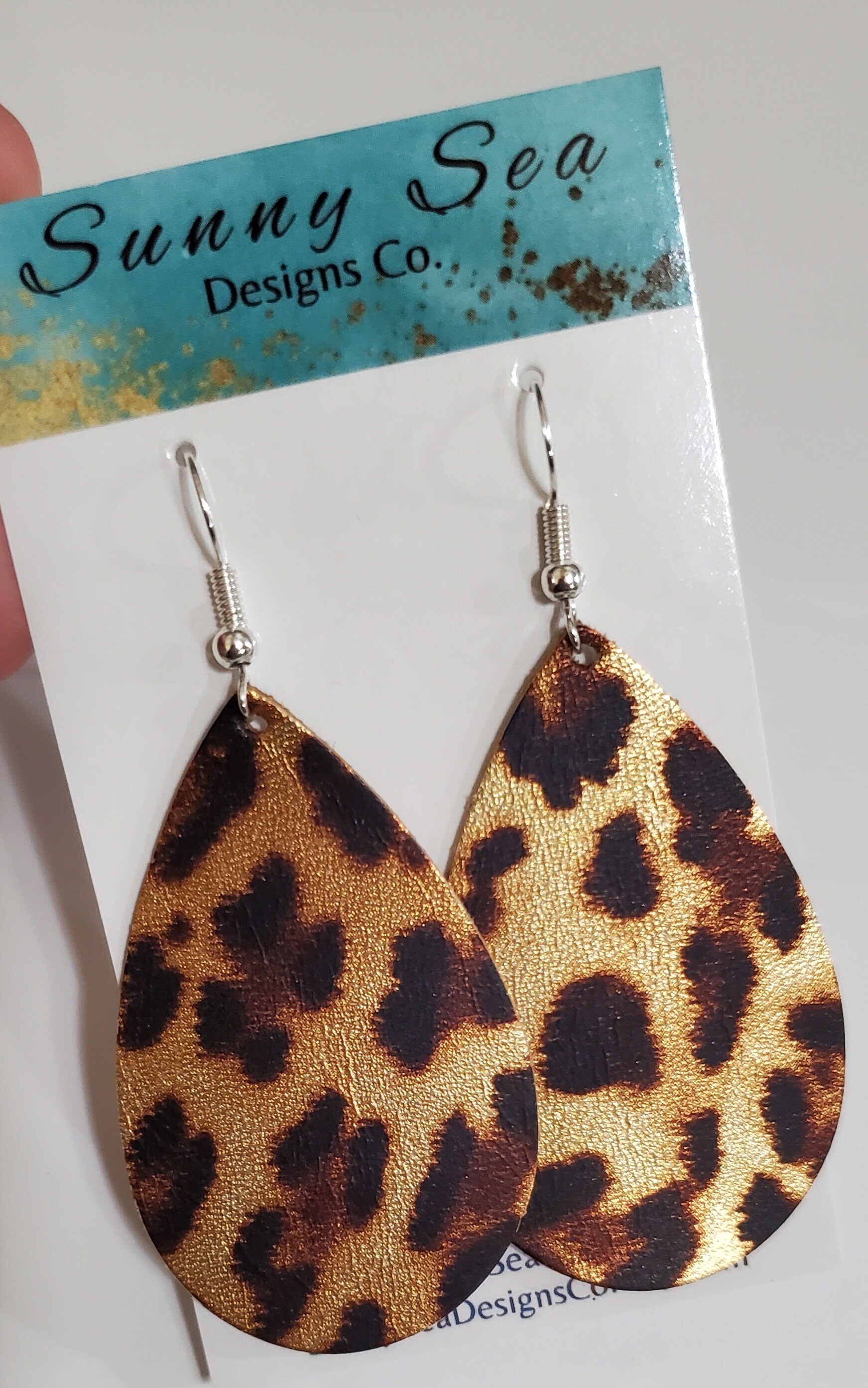 Metallic Leopard Print Genuine Leather Earrings, Leopard Earrings ...