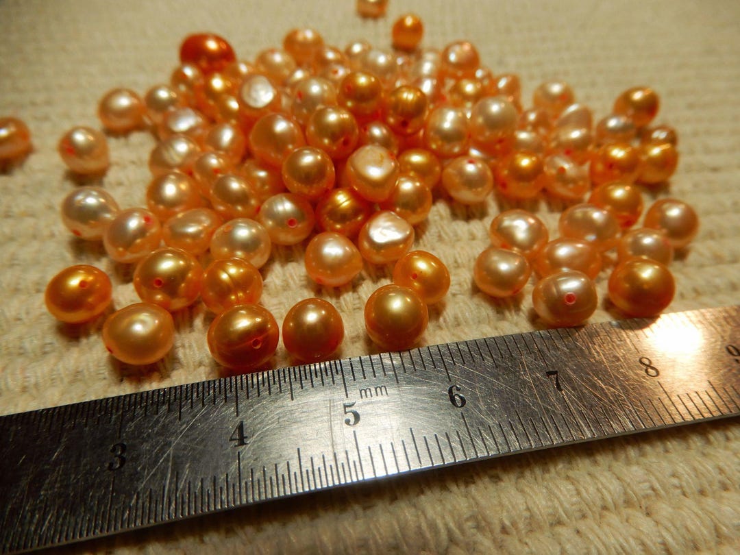 7-8mm AAA Soft Peach Freshwater Round Potato Pearls/center Drilled ...
