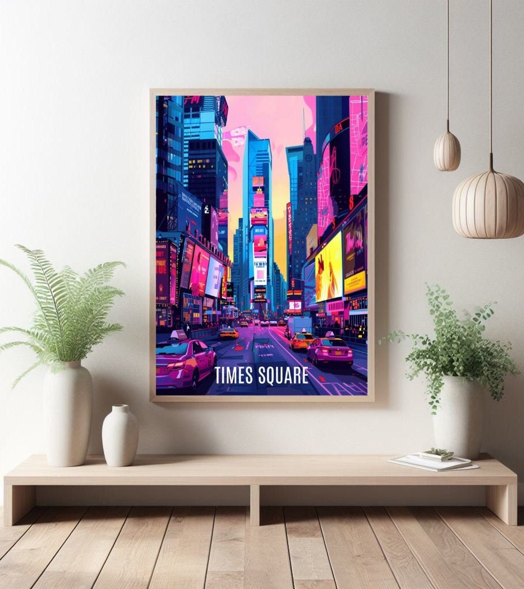 Times Square New York Travel Poster Times Square Travel Print New York ...