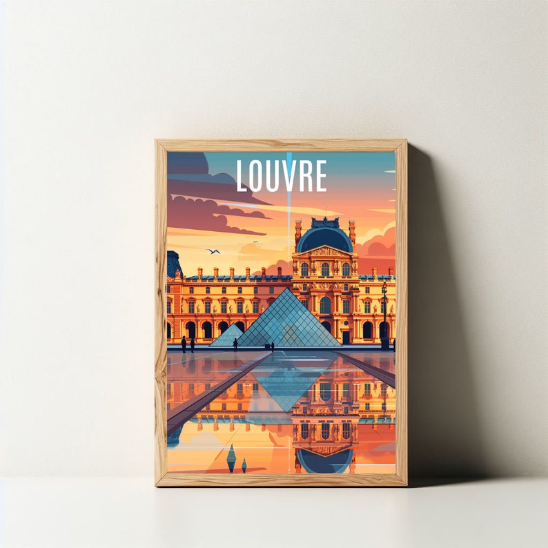 Louvre Paris Travel Poster Paris France Travel Print Louvre Museum ...