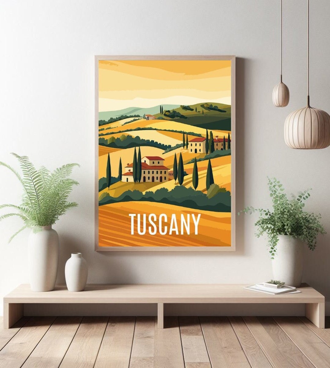 Tuscany Italy Travel Poster Tuscany Landscape Travel Print Poster Wall ...