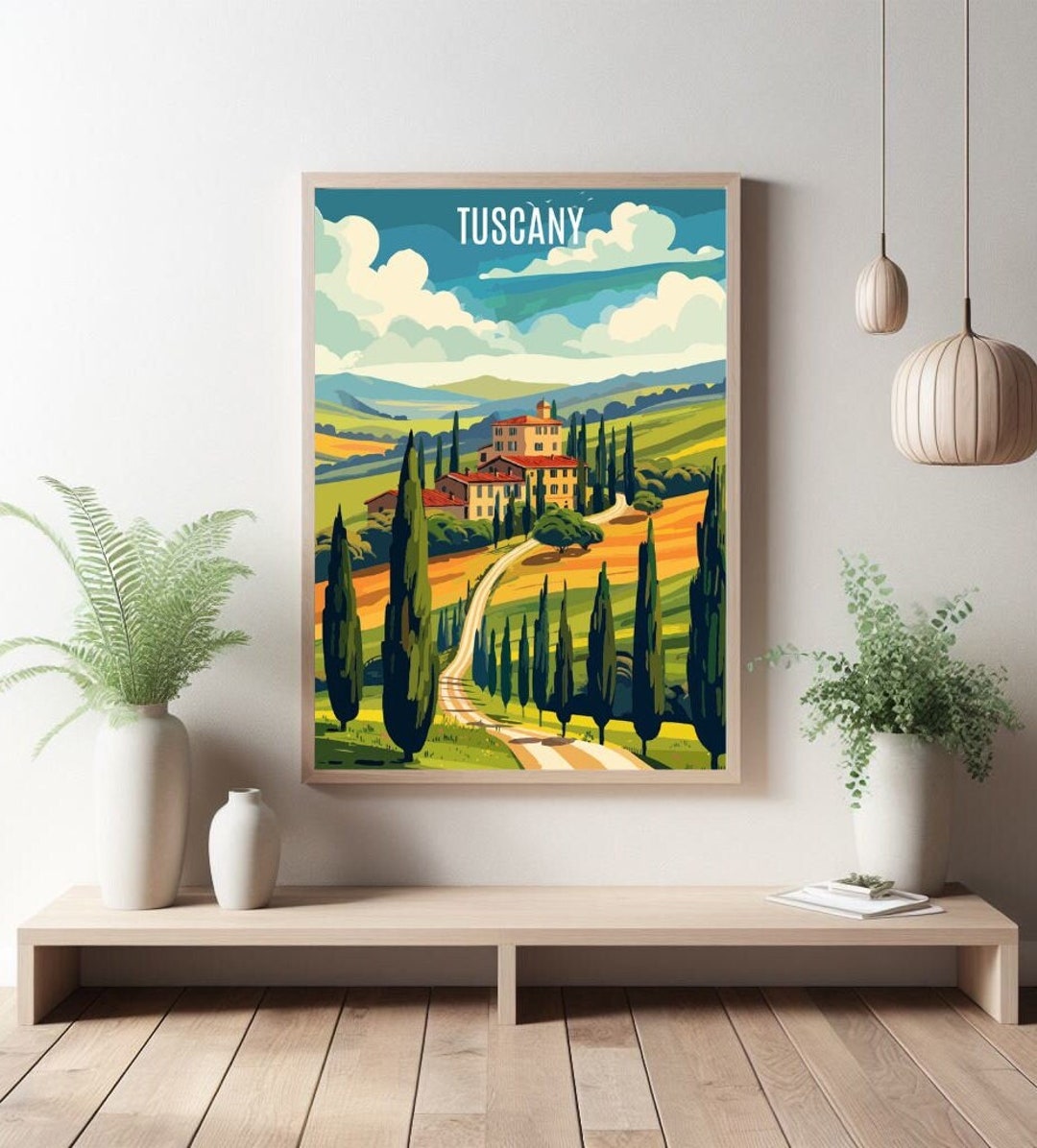 Tuscany Italy Travel Poster Tuscany Travel Print Italy Vintage Style ...