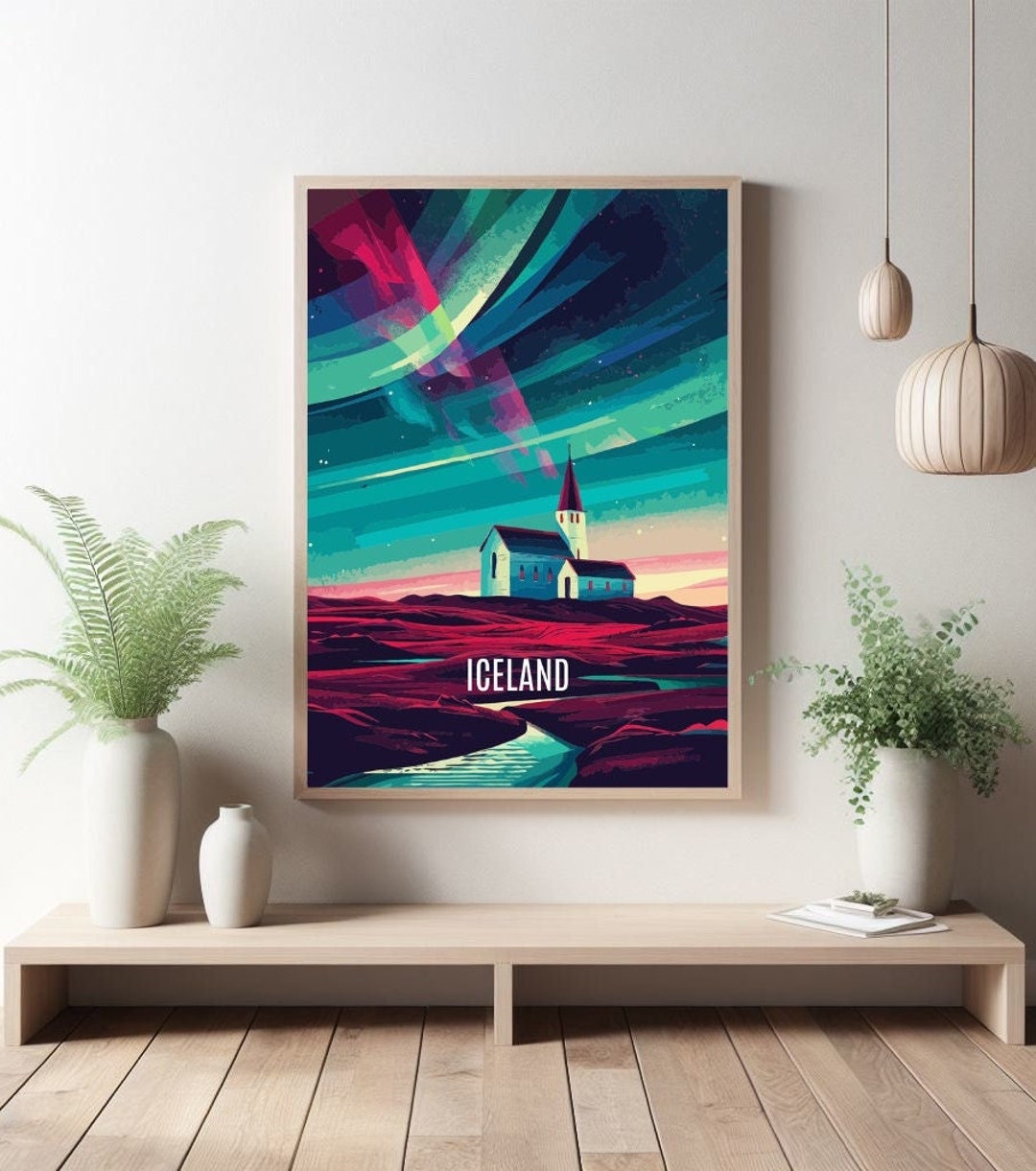 Iceland Travel Poster Iceland Landscape Travel Print Iceland Home Decor ...