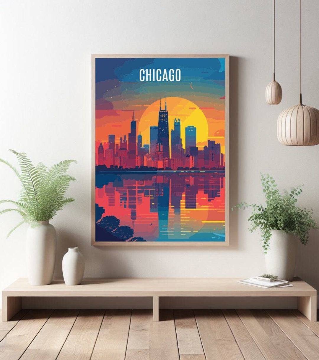 Chicago Illinois Travel Poster Chicago City Travel Poster Chicago ...