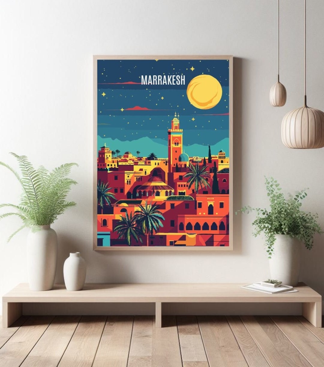 Marrakesh Marocco Travel Poster Marrakesh Night Poster Wall Art Marocco ...