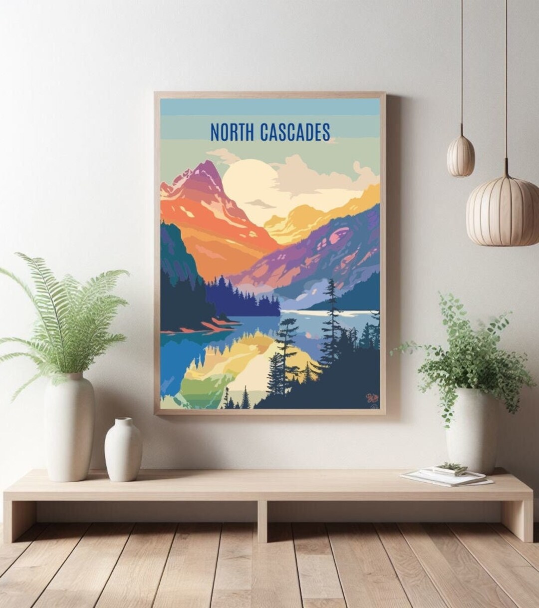 North Cascades National Park Travel Poster North Cascades United States ...