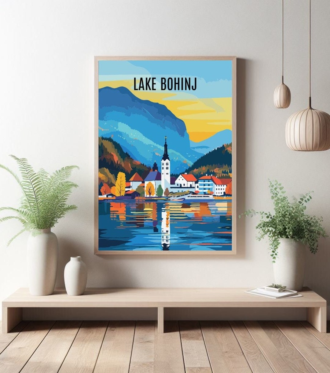 Lake Bohinj Slovenia Travel Poster Lake Bohinj Travel Print Slovenia ...