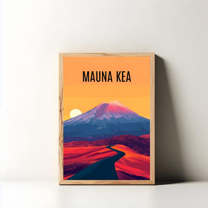 Mauna Kea Hawaii Travel Poster Mauna Kea Volcano Travel Print United ...