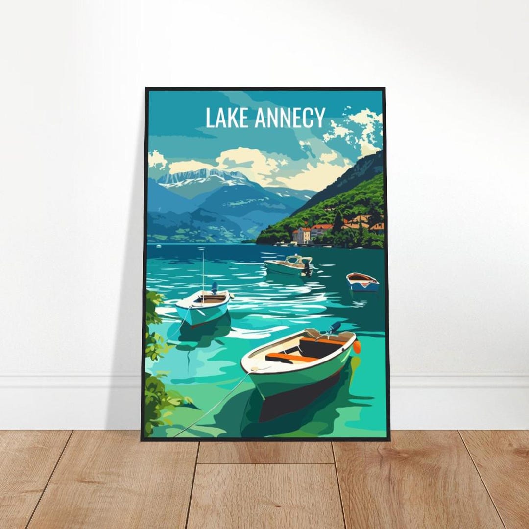 Lake Annecy France Travel Poster Lake Annecy Poster Wall Art Annecy ...
