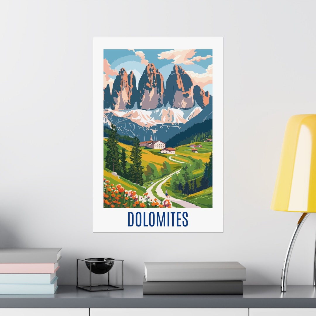 Dolomites Italy Travel Poster Dolomites Travel Print Italy Mountains ...