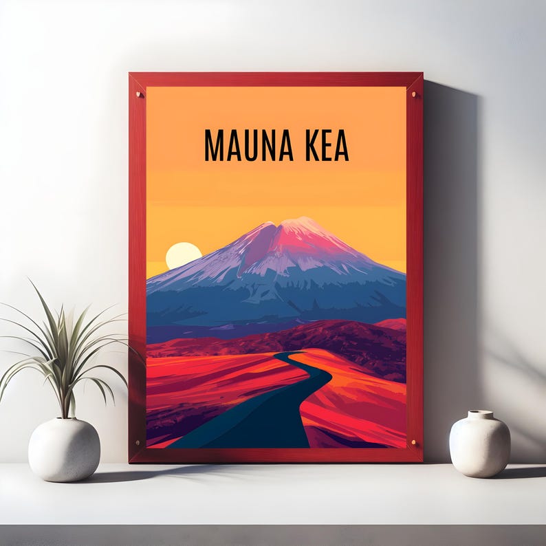 Mauna Kea Hawaii Travel Poster Mauna Kea Volcano Travel Print United ...