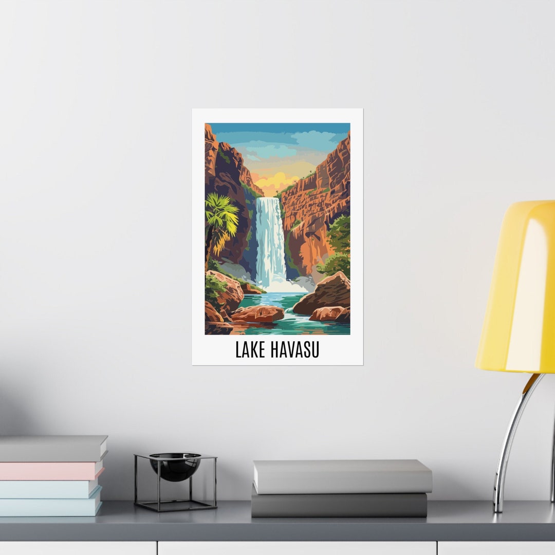Lake Havasu Arizona Travel Poster Lake Havasu Waterfall Poster Wall Art ...