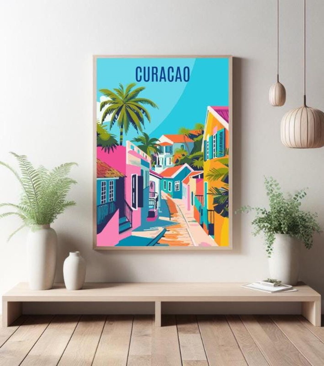 Curacao Carribean Travel Poster Curacao Vibrant Travel Print Carribean ...