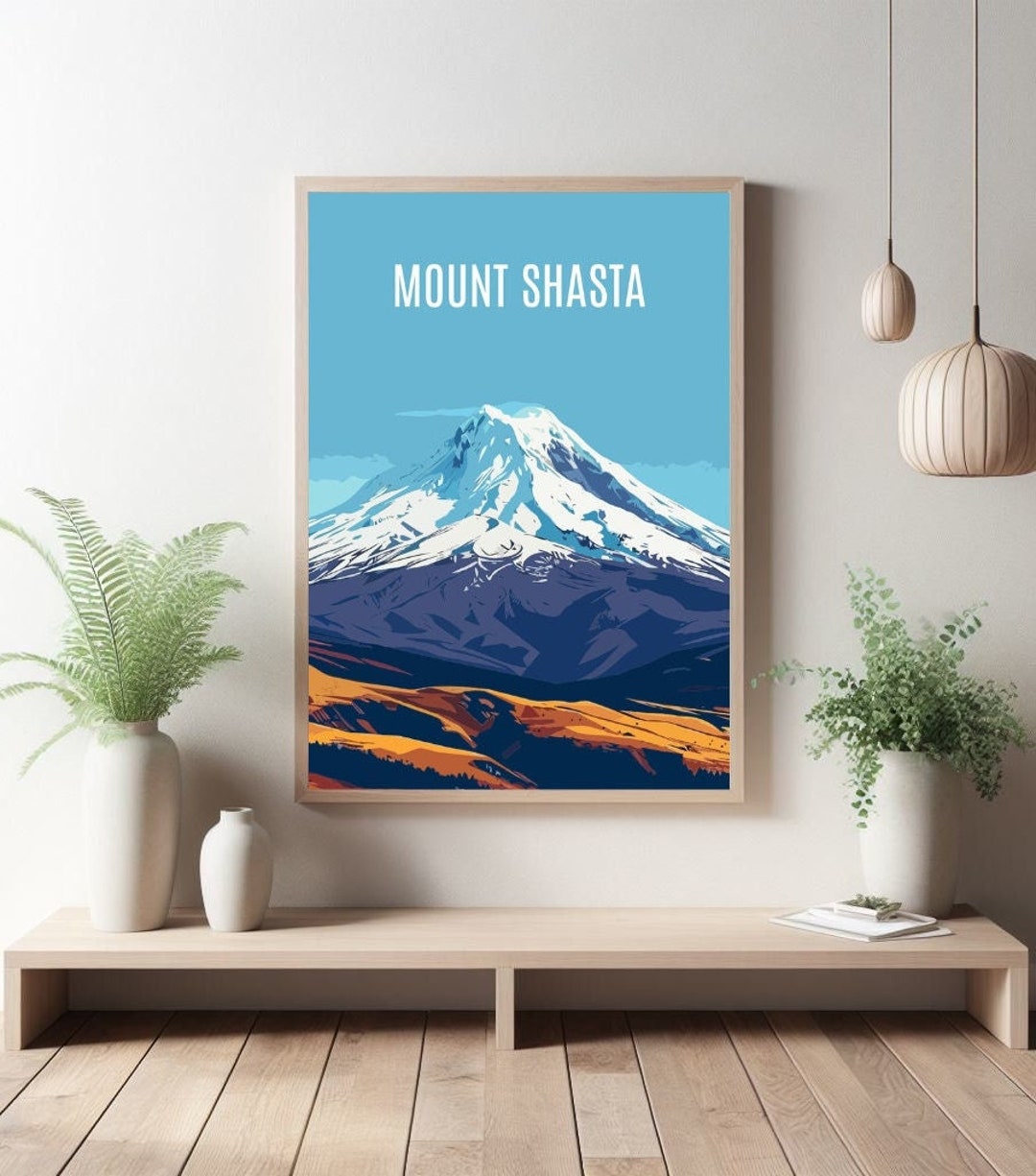 Mount Shasta California Travel Poster Mount Shasta Travel Print ...