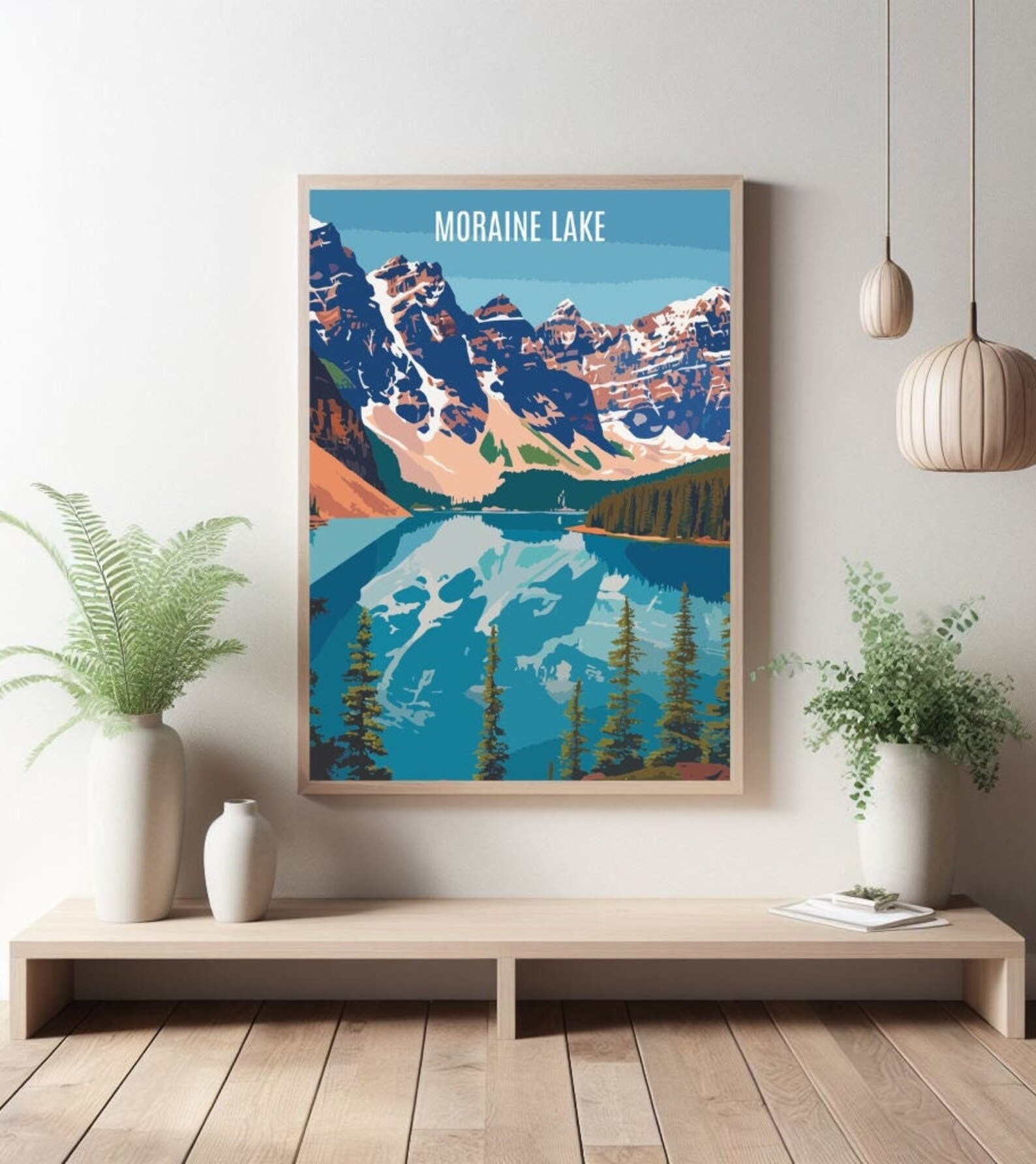 Moraine Lake Canada Travel Poster Moraine Lake Travel Print Canada Wildlife Poster Wall Art Home ...