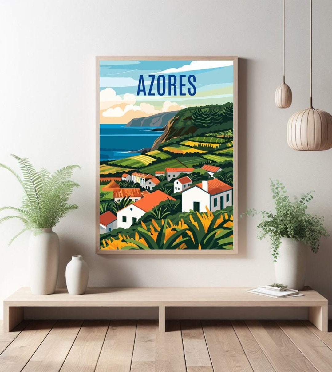 Azores Portugal Travel Poster Azores Travel Print Portugal Landscape ...