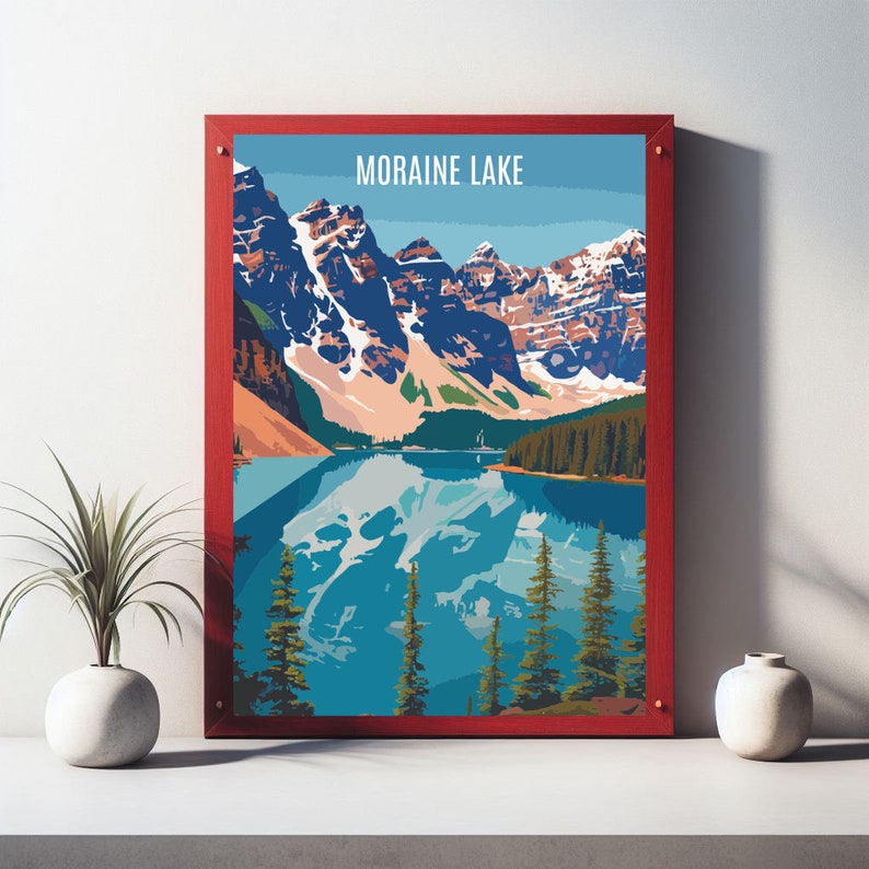 Moraine Lake Canada Travel Poster Moraine Lake Travel Print Canada Wildlife Poster Wall Art Home ...