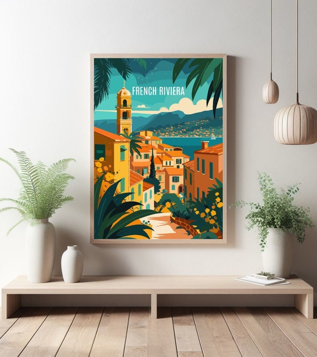 French Riviera France Travel Poster French Riviera Poster Wall Art ...
