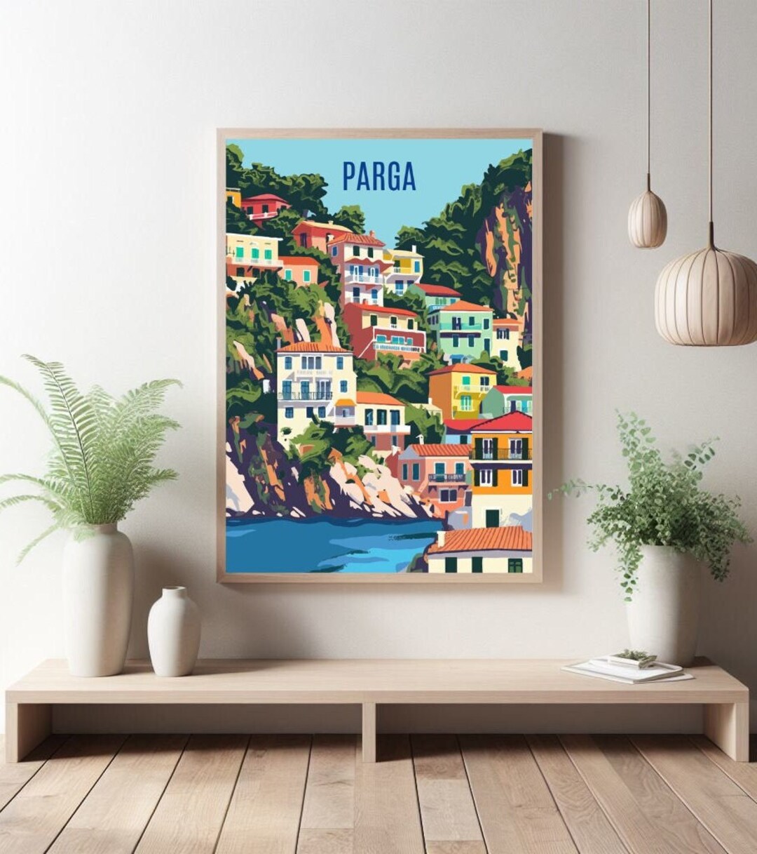 Parga Greece Travel Poster Port Parga Greece Travel Print Greece Summer ...