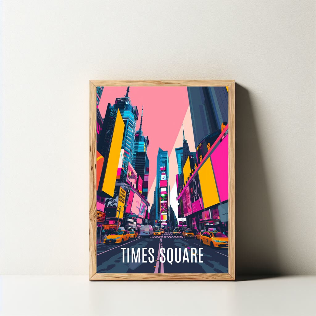 Times Square New York City Travel Poster Times Square Poster Wall Art ...