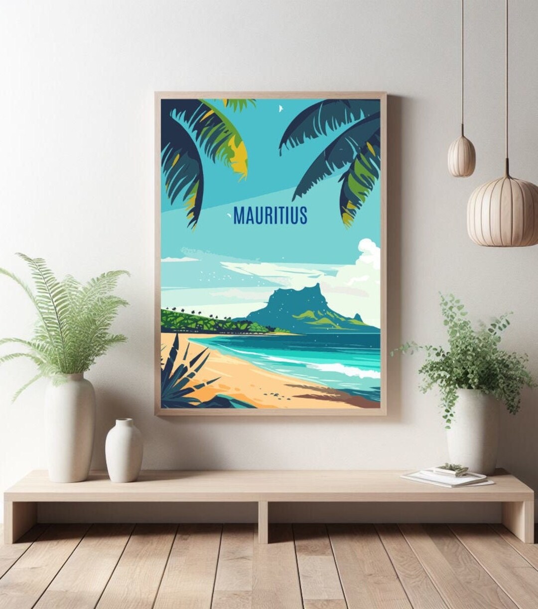 Mauritius Travel Poster Mauritius Summer Travel Print Mauritius Beach ...