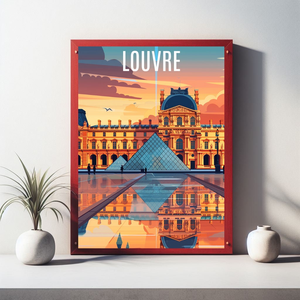 Louvre Paris Travel Poster Paris France Travel Print Louvre Museum ...