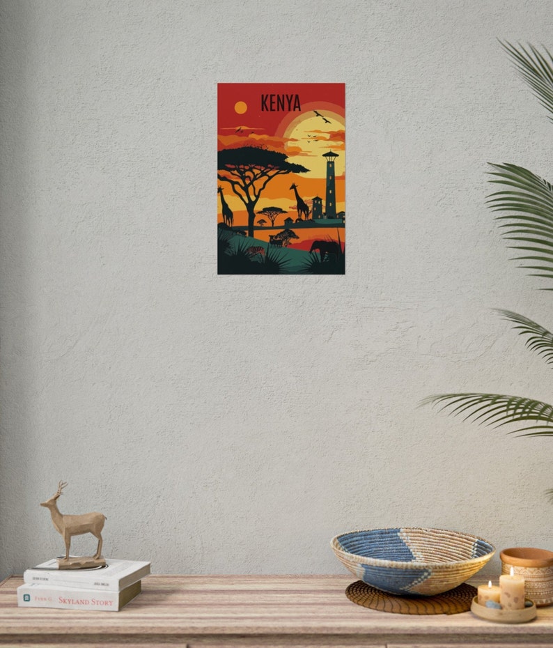 Kenya Africa Travel Poster Kenya Safari Poster Wall Art Kenya Landcape ...