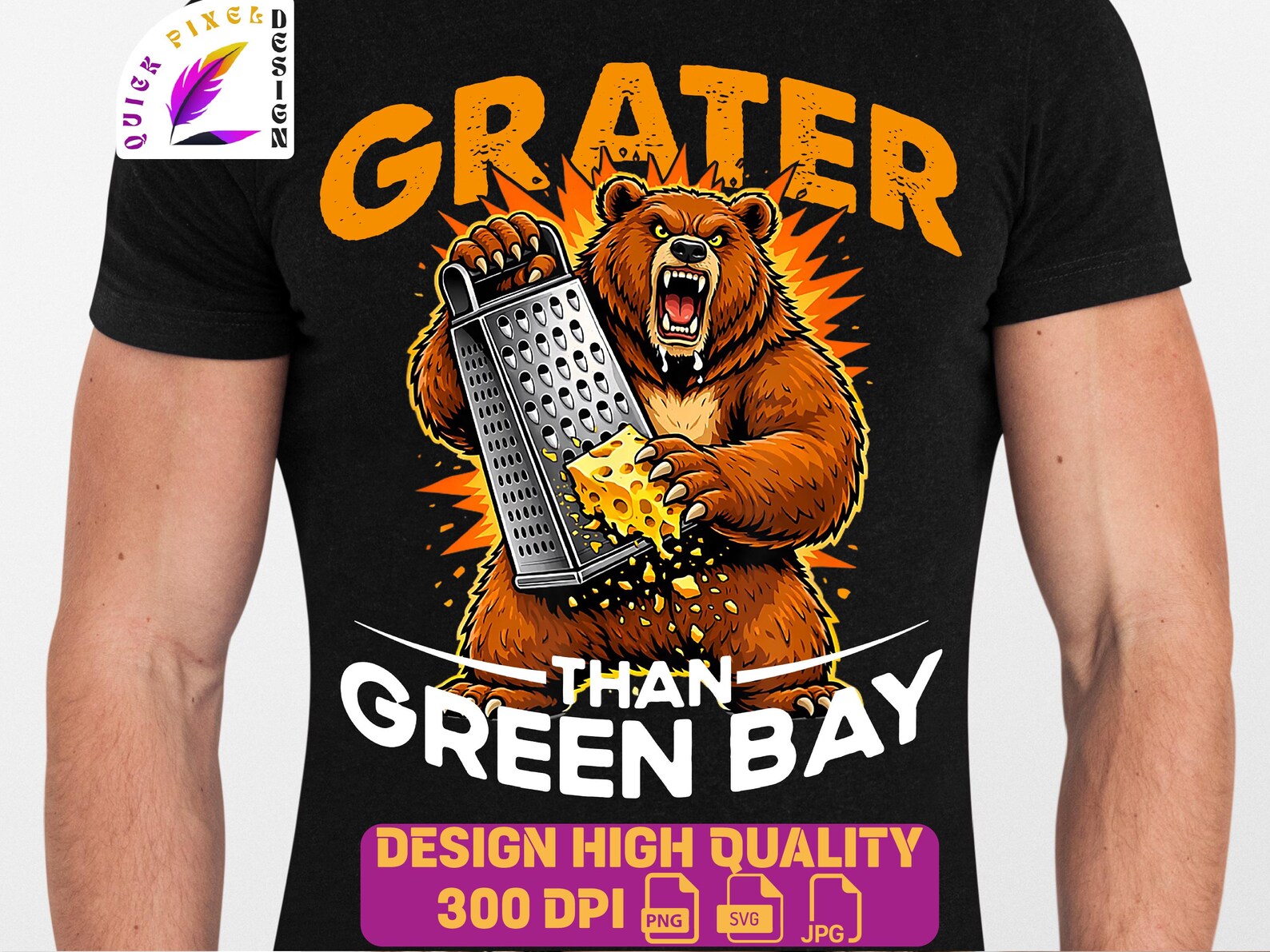 Grater Than Green Bay Bear SVG PNG JPG | Funny Angry Bear Grating ...