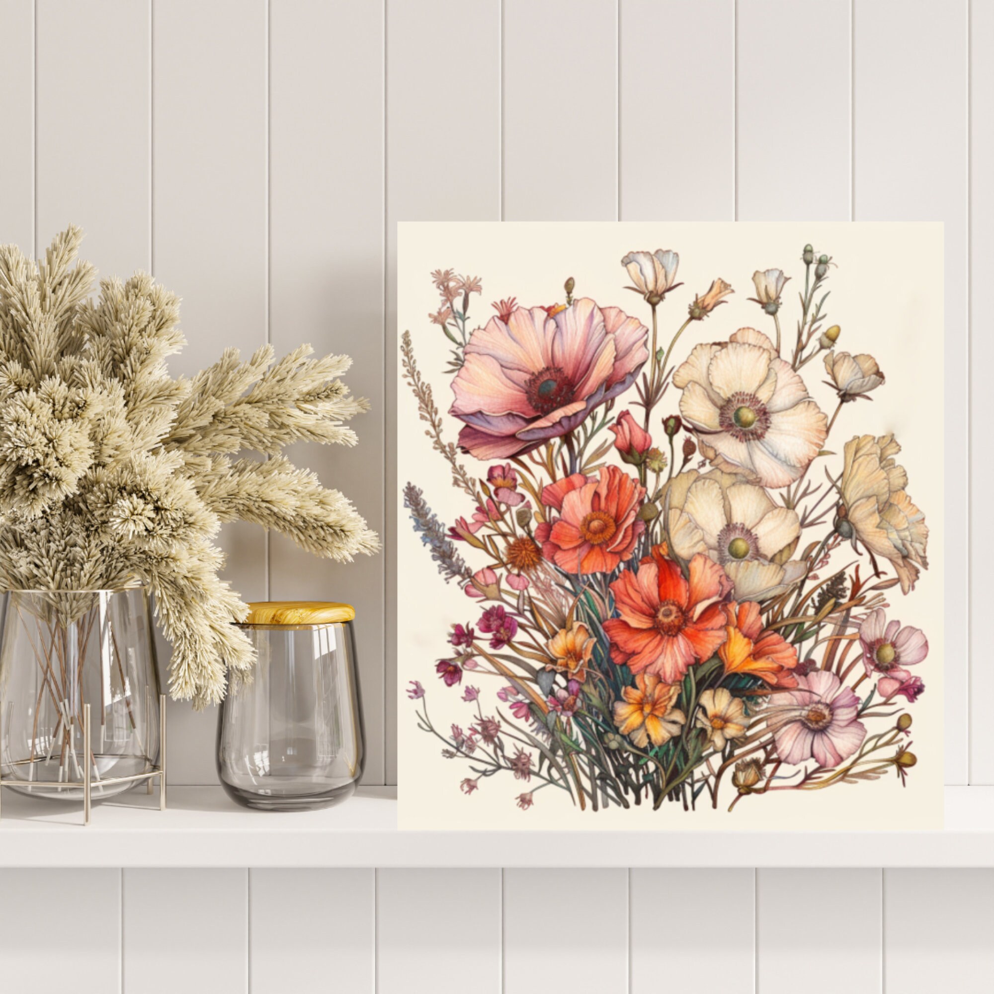 Flower Line Print Wall Art DIGITAL DOWNLOAD, Poster, Wall Decor, Flower ...