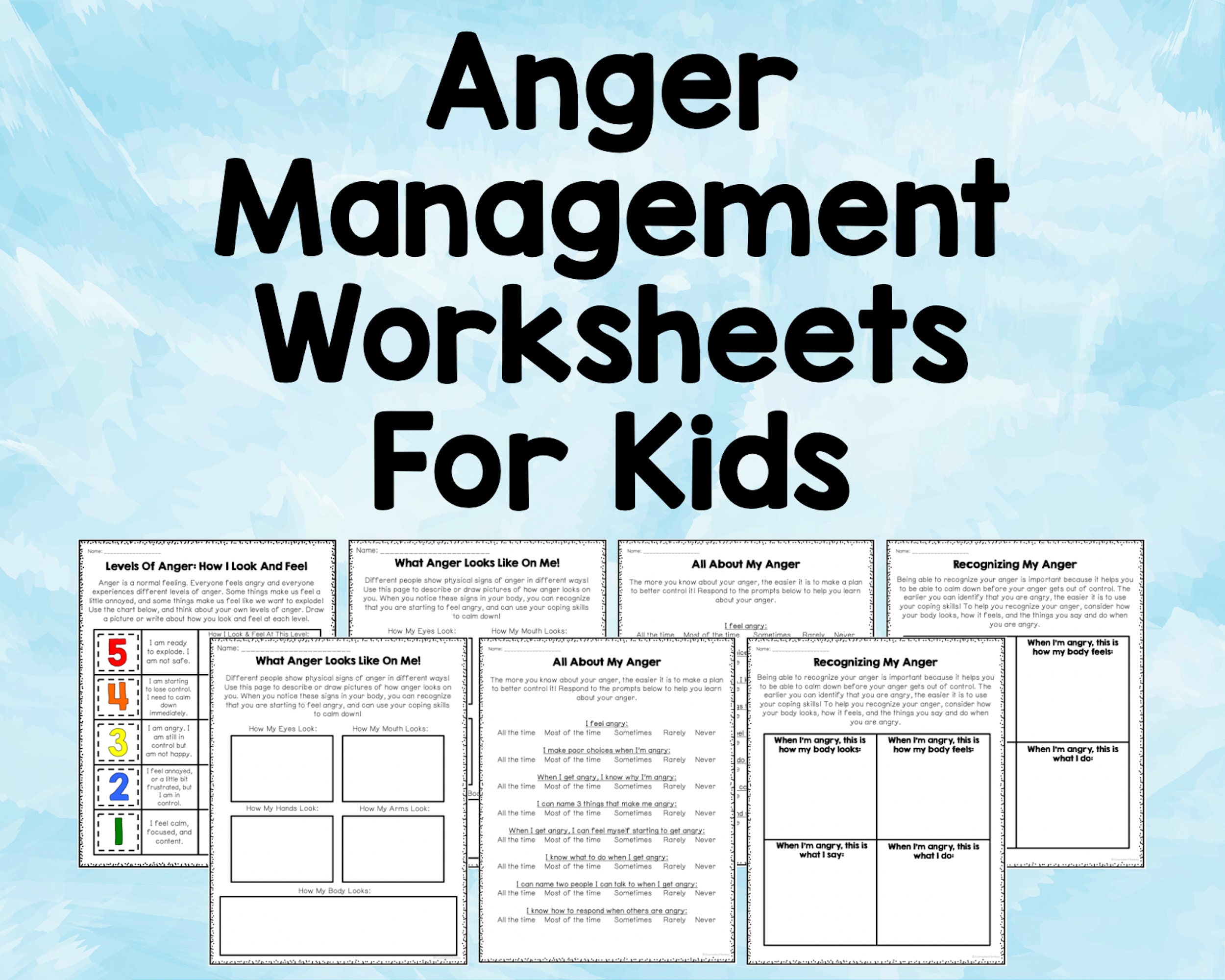 Anger Management Worksheets for Kids - Etsy