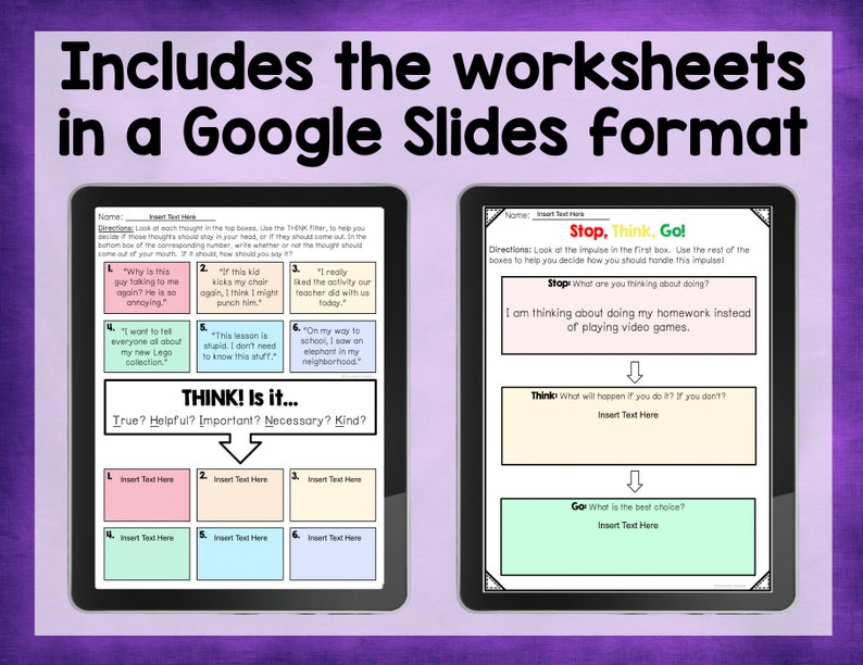 Self-control Worksheets and Posters for Kids - Etsy