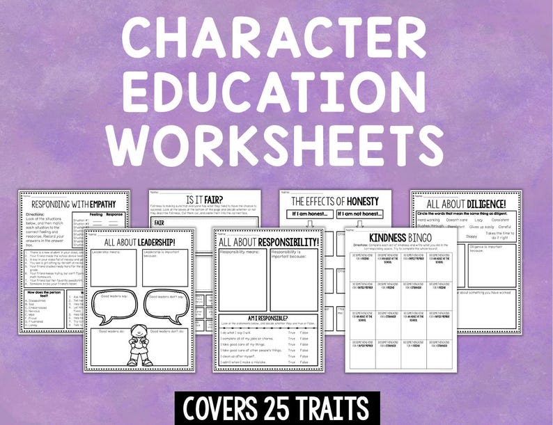 Character Education Worksheets for Kids - Etsy