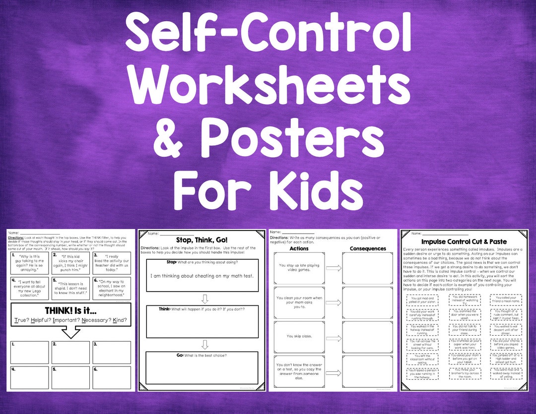 Self-control Worksheets and Posters for Kids - Etsy