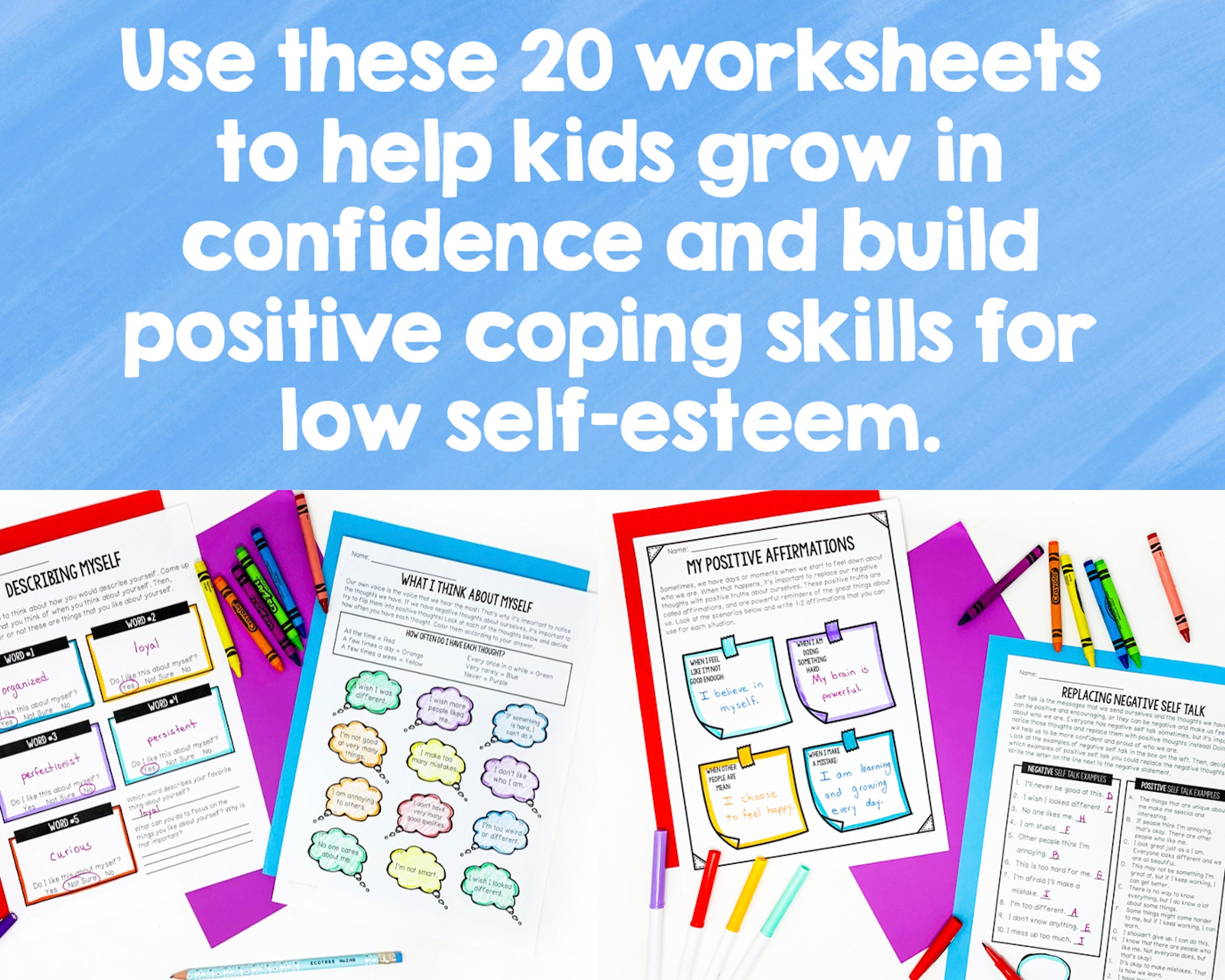 Self-esteem Worksheets for Kids - Etsy