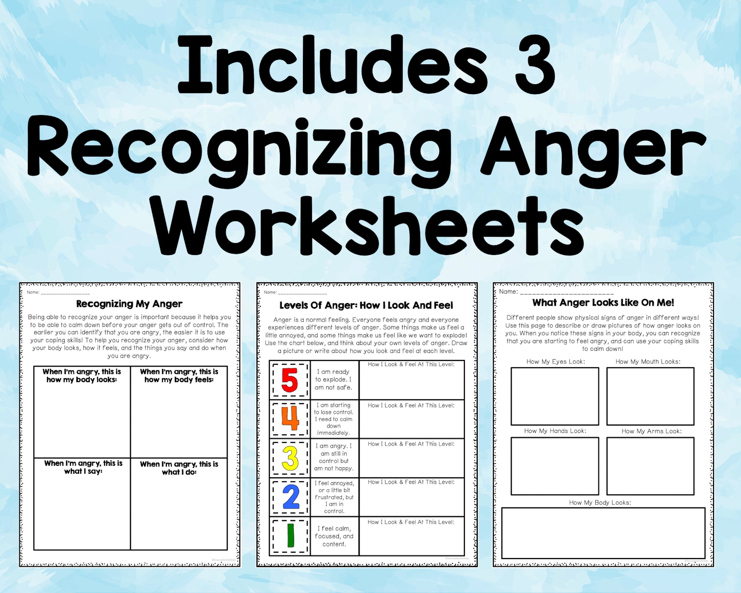 Anger Management Worksheets for Kids - Etsy