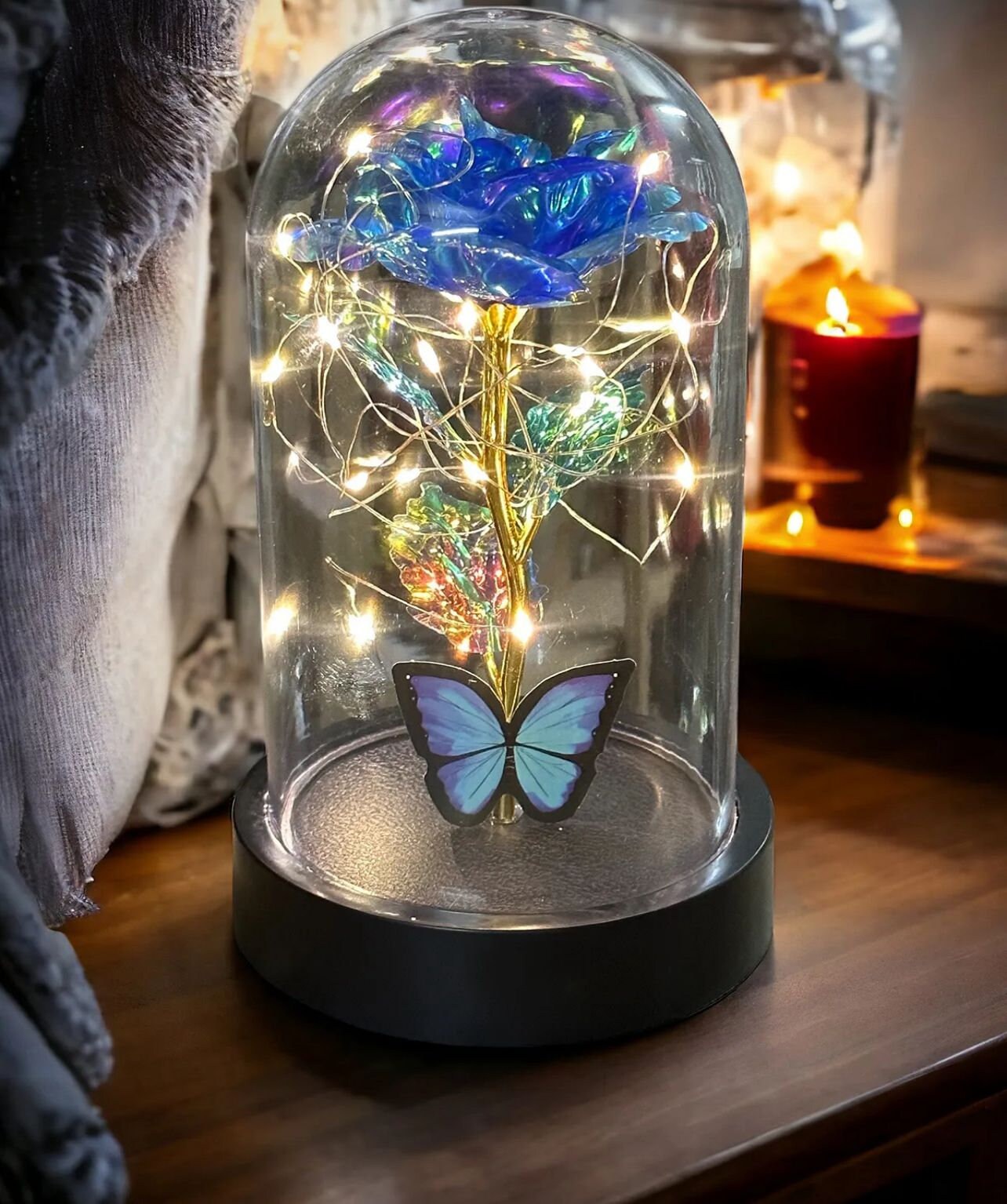 Decorative RGB Fairy LED Infinity Rose in Glass Dome,colorful Galaxy ...