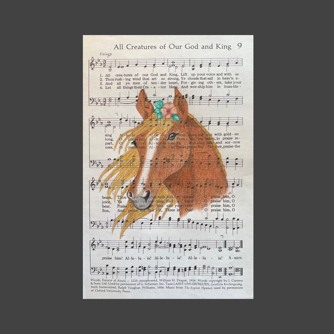 Colored Pencil Hymn Art Print all Creatures of Our God and King With ...