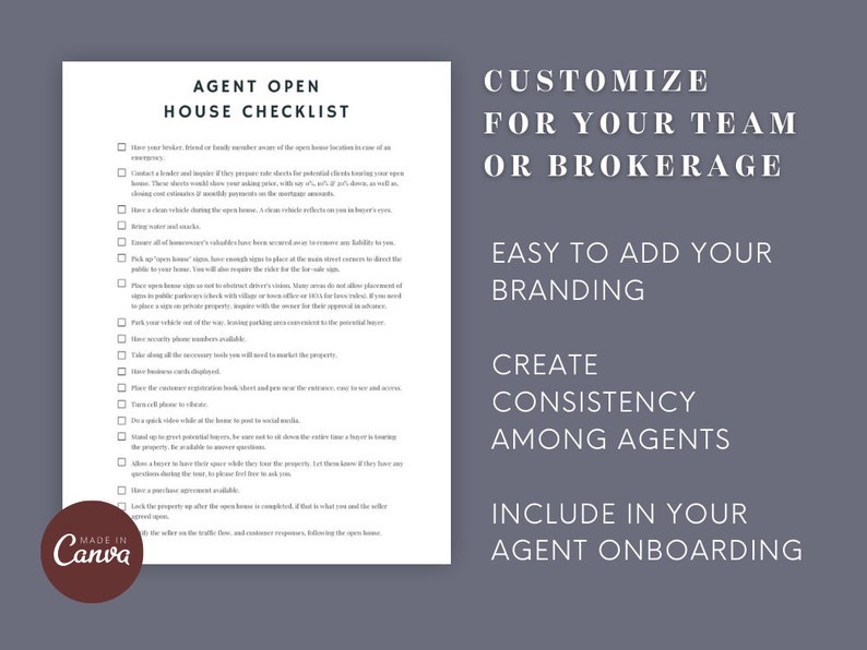 Open House Checklist Pack for Agents Homeowners - Etsy